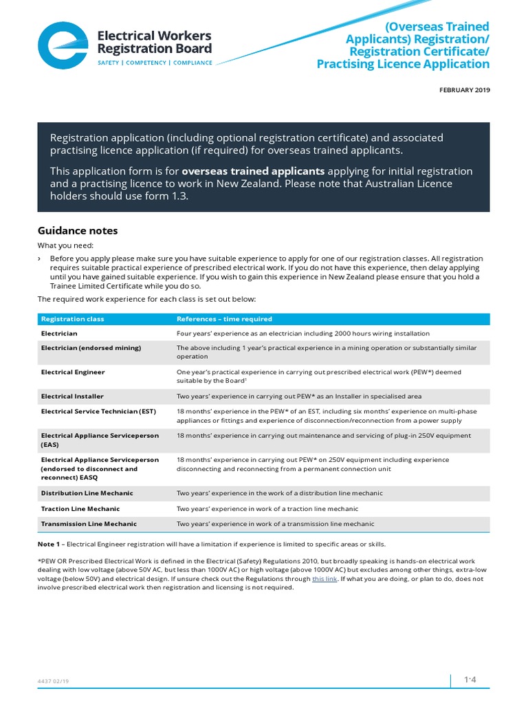 1.4 Electrical Registration Overseas Applicants | PDF