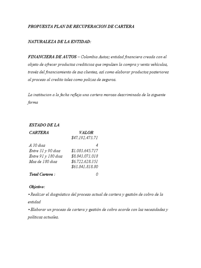 Plan de Recuperacion de Cartera | PDF | Software | Economias Plan de Recuperacion de Cartera | PDF | Software | Economias