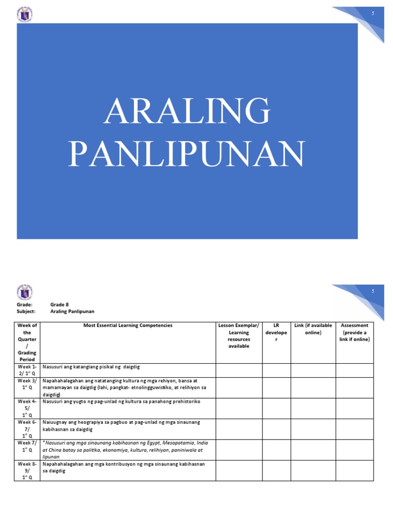 Araling Panlipunan Grade 8 | PDF