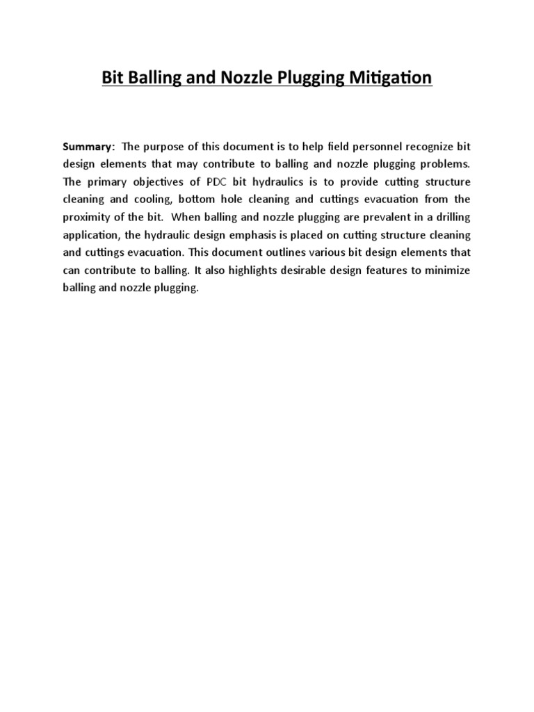 Mitigating Bit Balling & Nozzle Plugging | PDF | Nozzle | Drilling