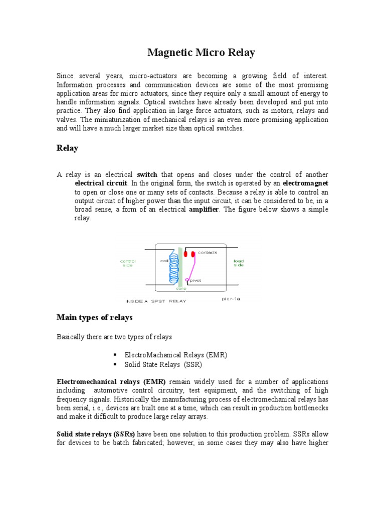 Magnetic Micro Relay | PDF | Relay | Switch