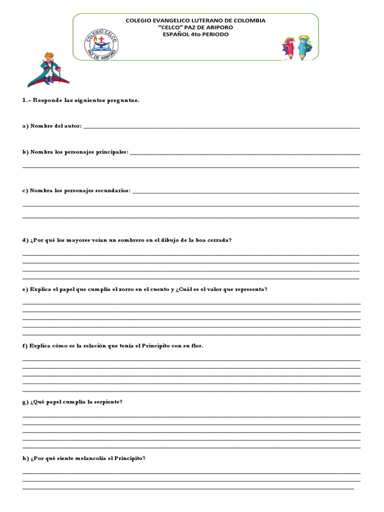 Control de Lectura El Principito | PDF