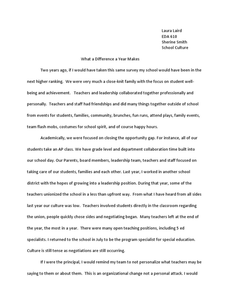 Laird School Culture | PDF | Teachers | Leadership