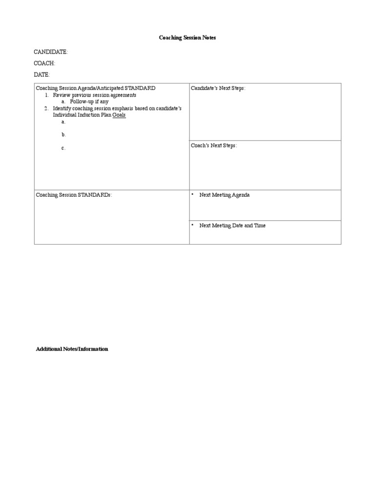 EDA Coaching Notes Template | PDF