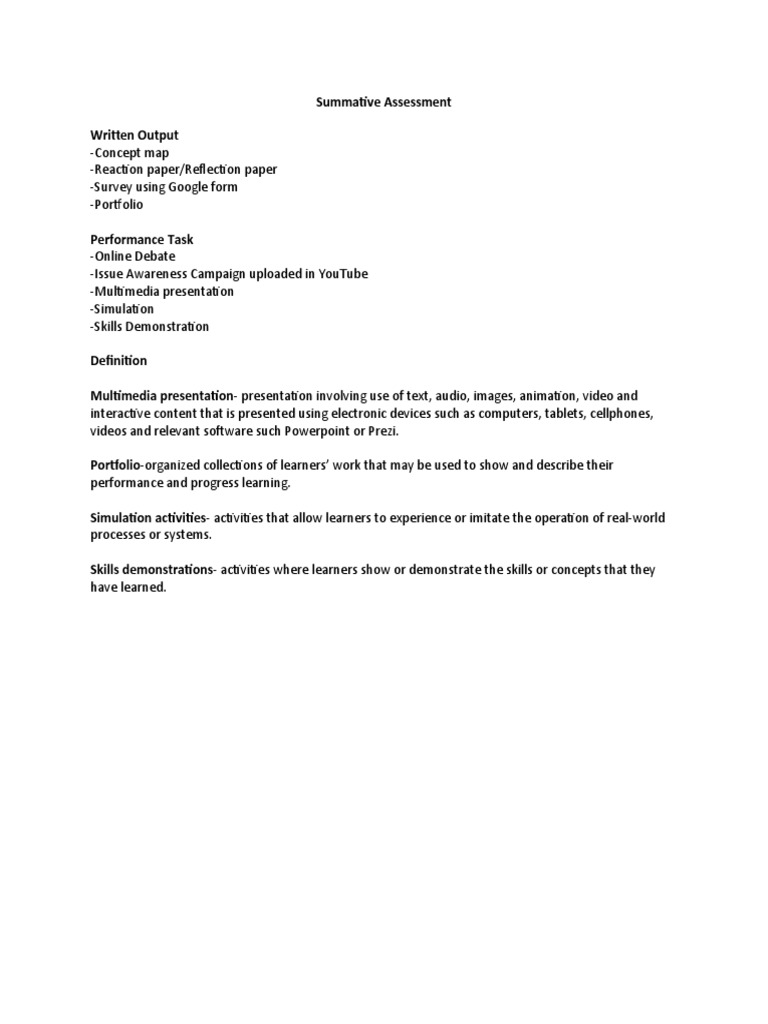 Summative Assessment | PDF