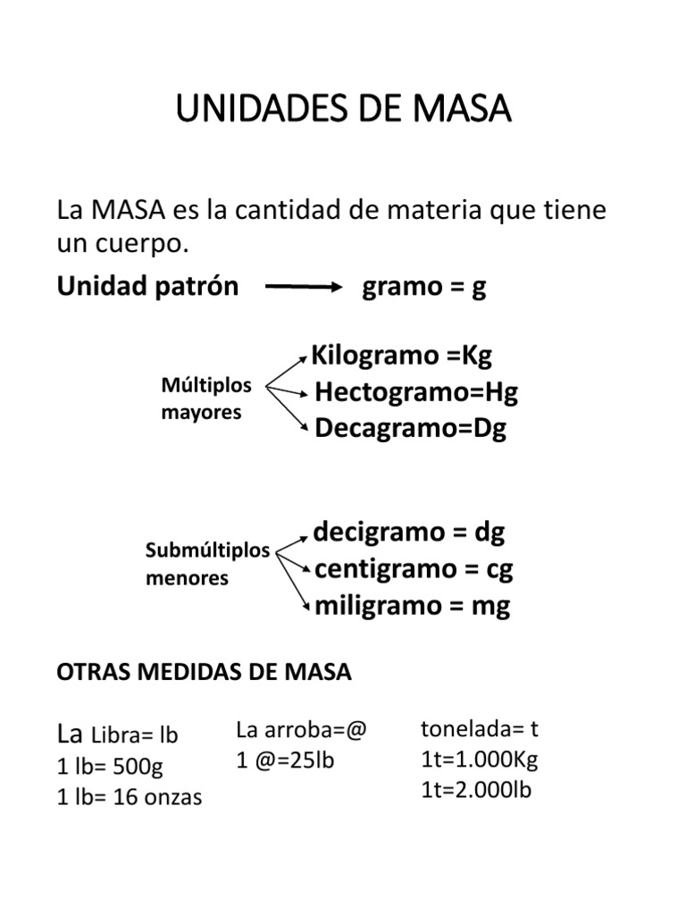 Unidades de Masa | PDF | Kilogramo | Unidades de medida