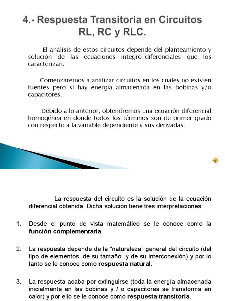 4.1 Respuesta Transitoria en Circuitos RL, RC y RLC | PDF | Resistencia ...