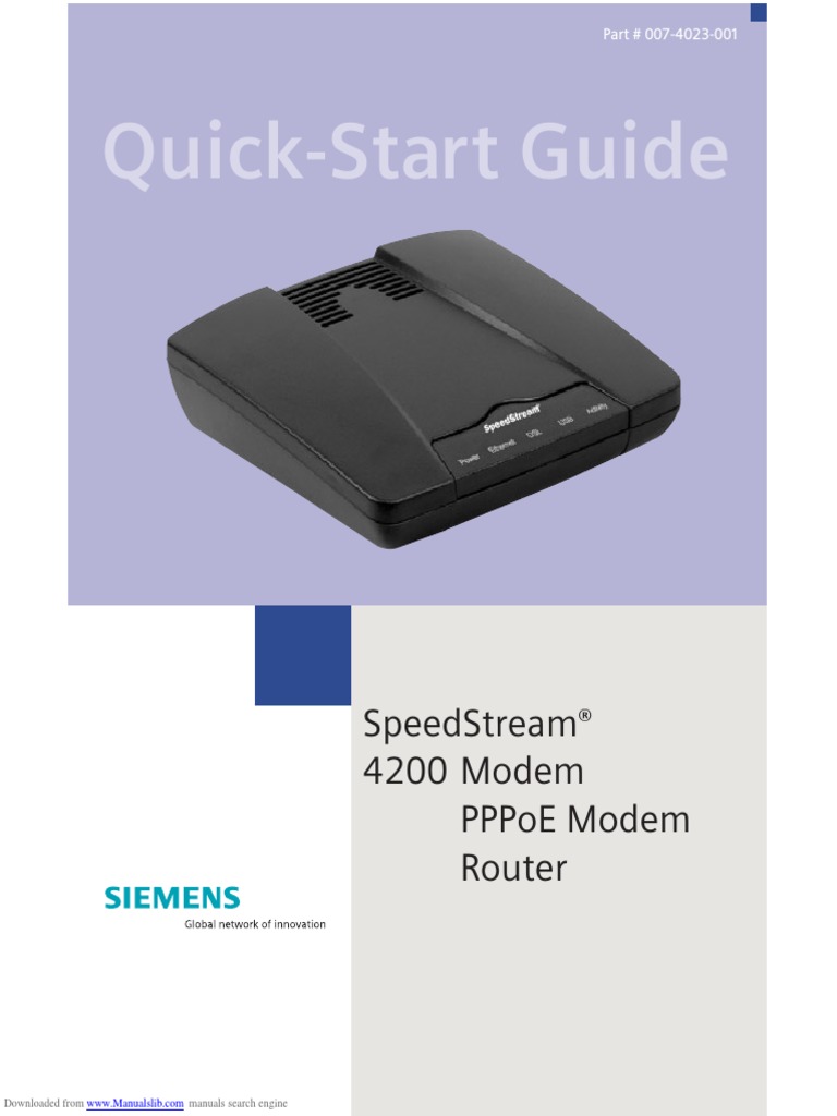 Quick-Start Guide: Speedstream 4200 Modem Pppoe Modem Router | PDF ...