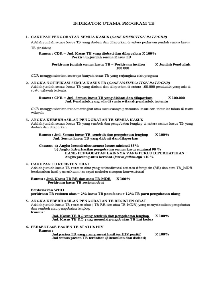 Indikator Utama Program TB | PDF