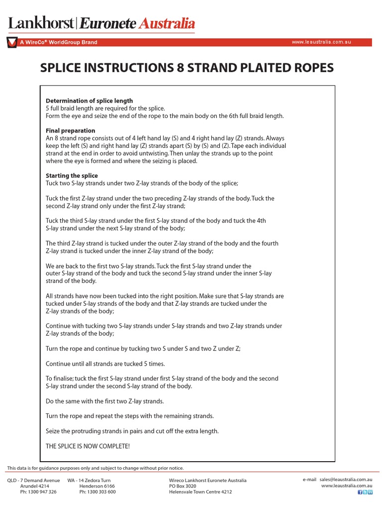 8-Strand Rope Splicing Instructions | PDF | Rope | Manufactured Goods