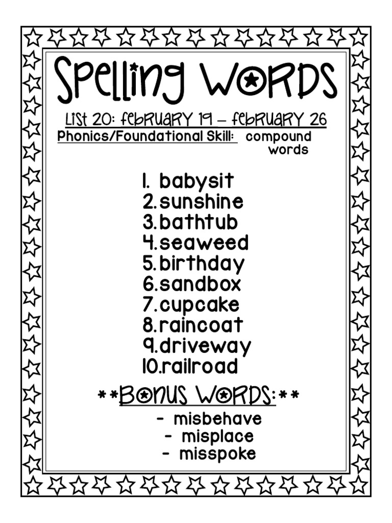 Spelling List 20 | PDF