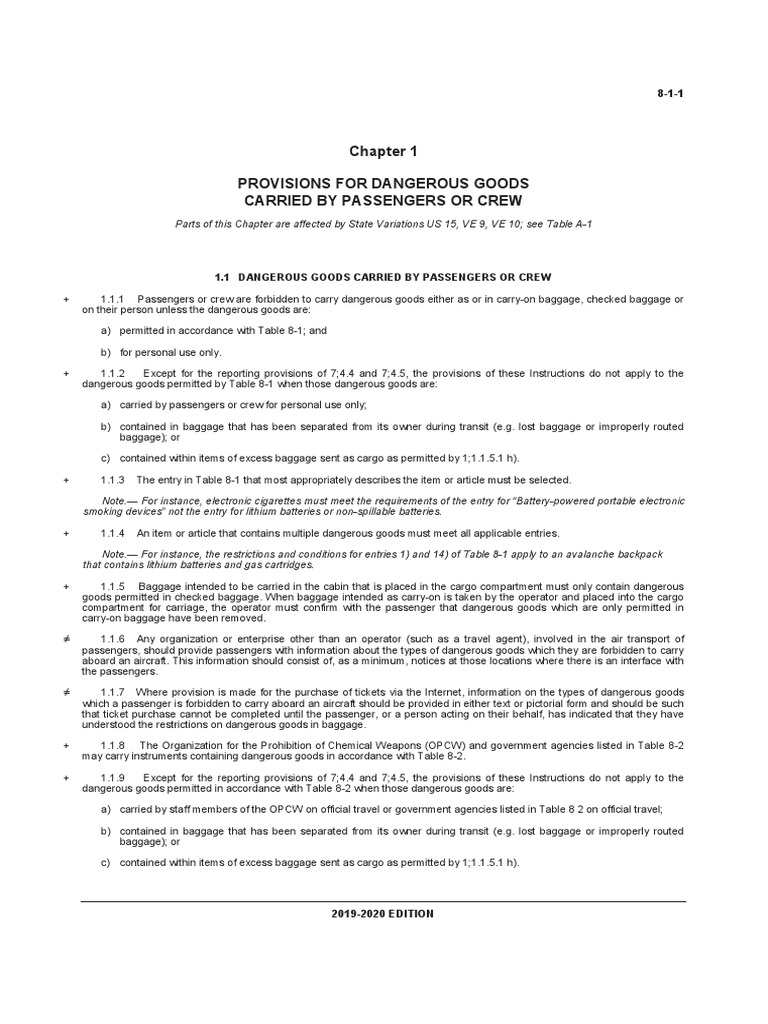 DG Passenger Provisions - TI's - Doc.9284 - 2019-2020 | PDF | Fuel Cell | Baggage