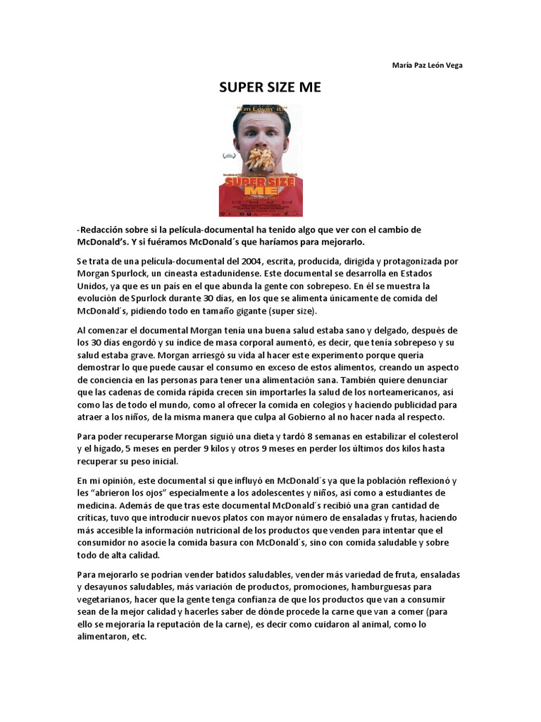 Super Size Me | PDF | Comida y bebida | Nutrición