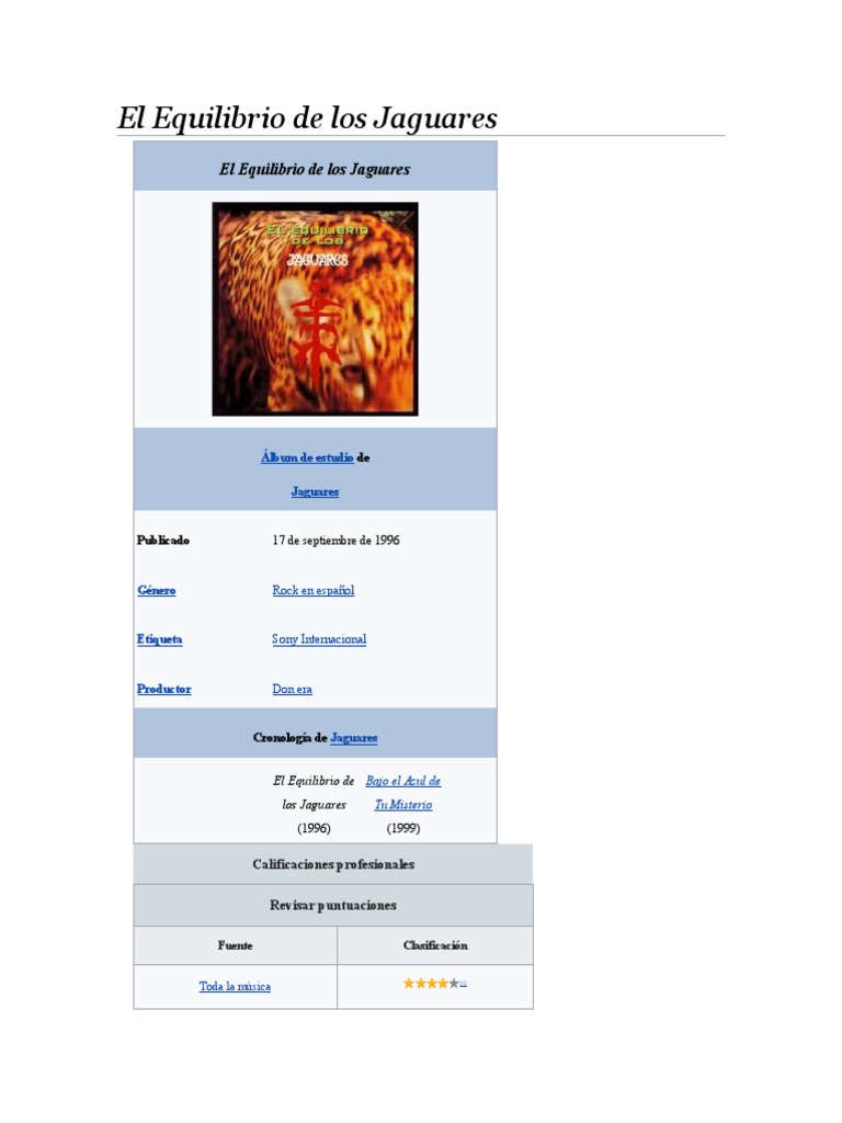 El Equilibrio de Los Jaguares | PDF | Músicos | La música rock