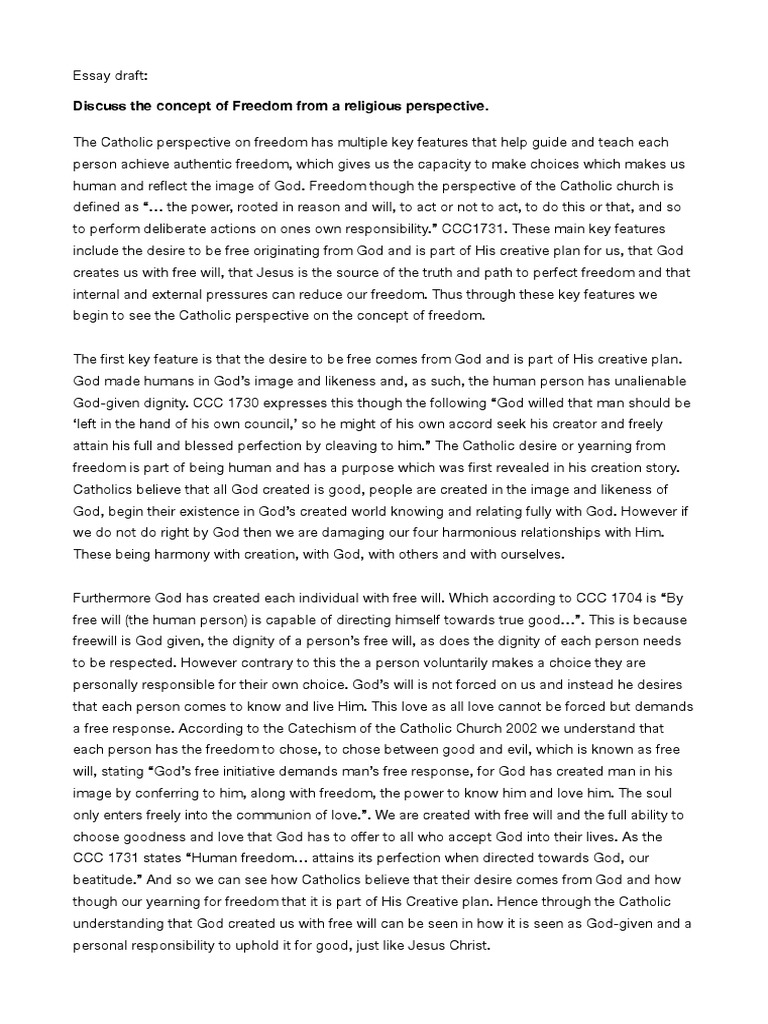 Freedom Essay | PDF | Free Will | Jesus