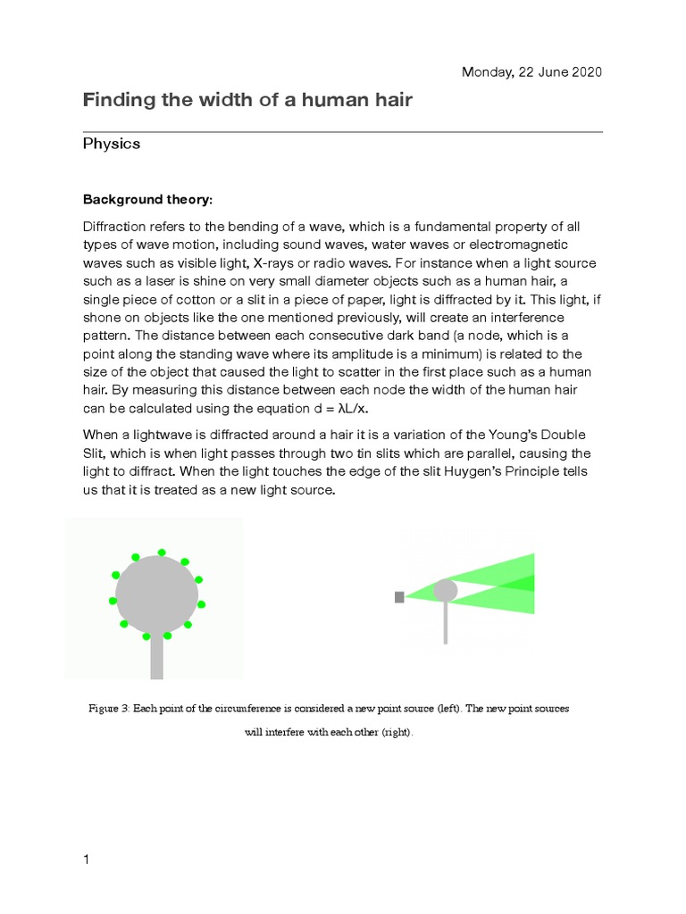 Finding Width of A Hair Using A Laser Experiment | PDF | Diffraction ...