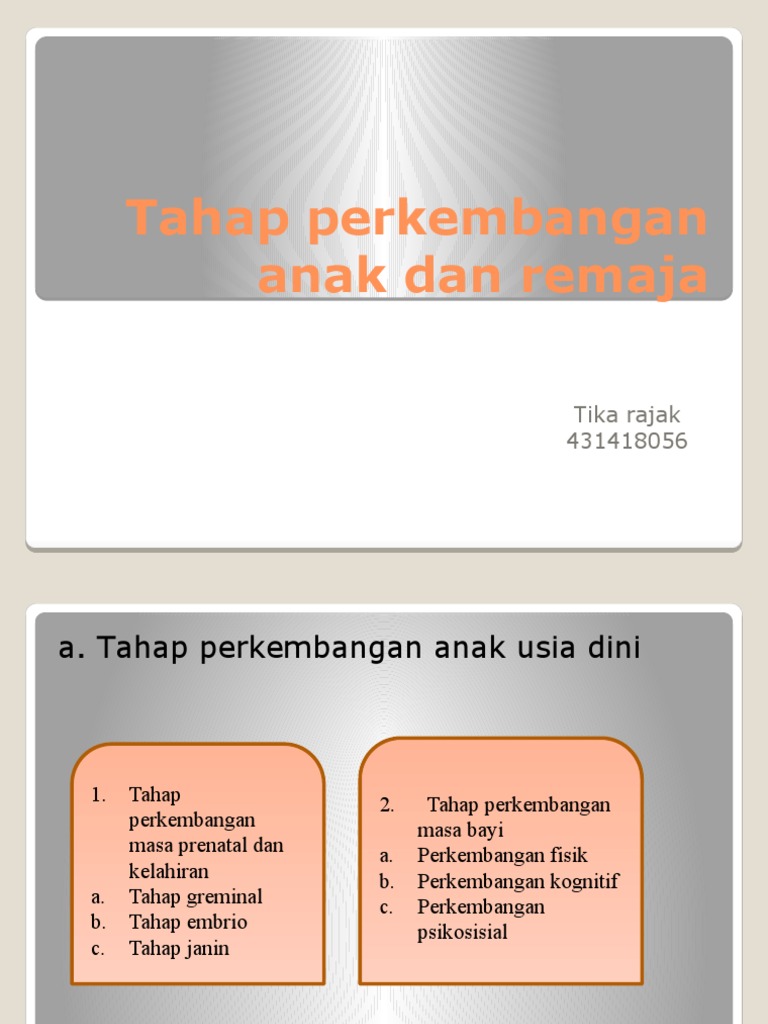 Tahap Perkembangan Anak Dan Remaja: Tika Rajak 431418056 | PDF