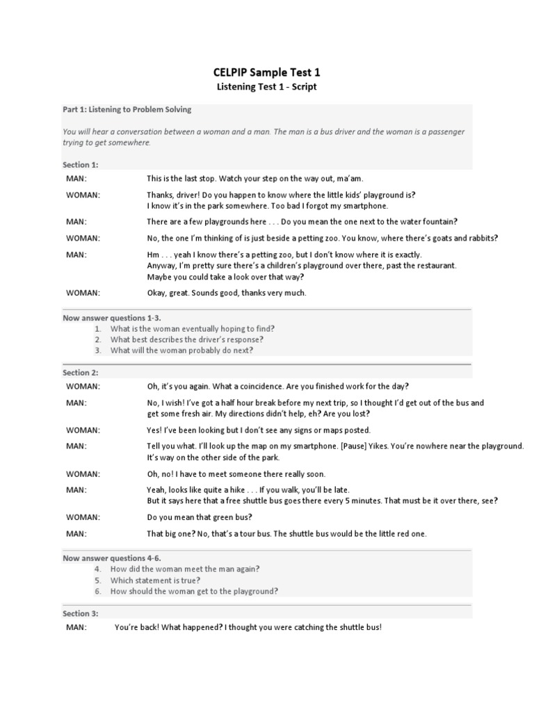 CELPIP Sample Test 1 | Download Free PDF | Perfectionism (Psychology ...