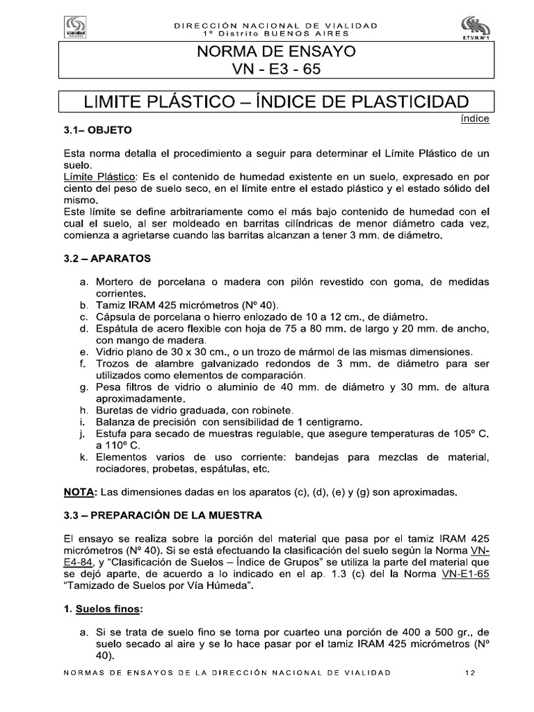 Normas de Ensayo - Limite Plastico | PDF