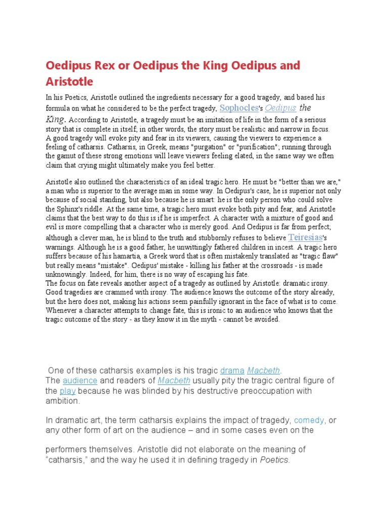 Oedipus Rex or Oedipus The King Oedipus and Aristotle | PDF | Tragedy