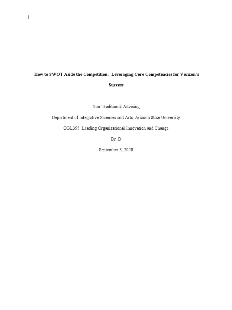 2020-09-08 Module 3 - Swot Analysis 1 Upload Version | PDF | Verizon ...