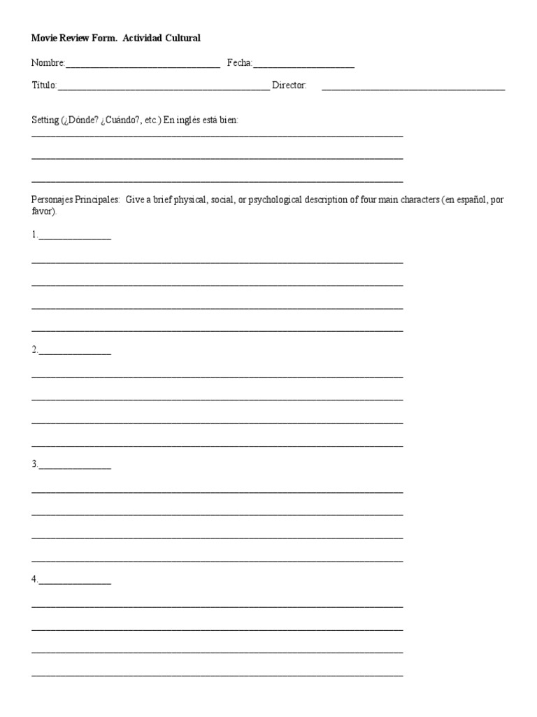Movie Review Form Spanish | PDF