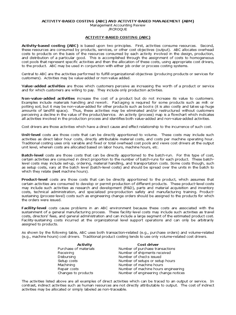 07 Activity Based Costing and Activity Based Management KEY | PDF ...