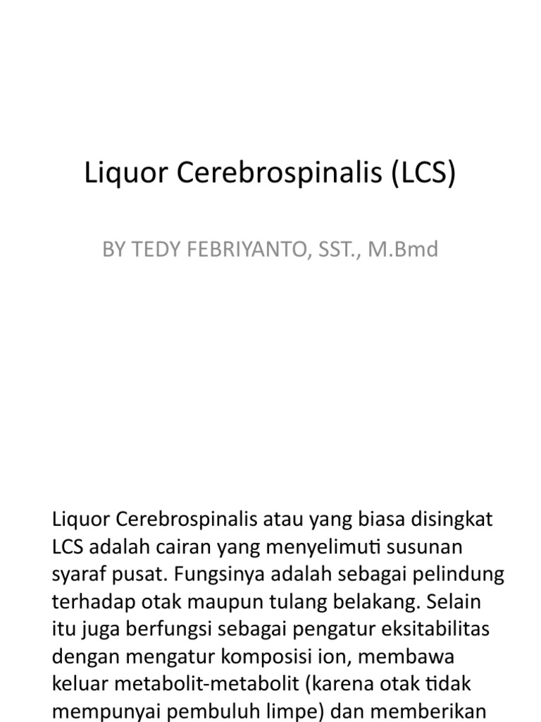 Liquor Cerebrospinalis (LCS) | PDF