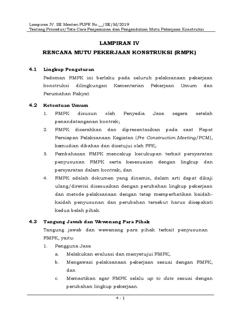 RMPK (Mutu Pekerjaan Konstruksi) Form Dan Prosedur 2019 | PDF