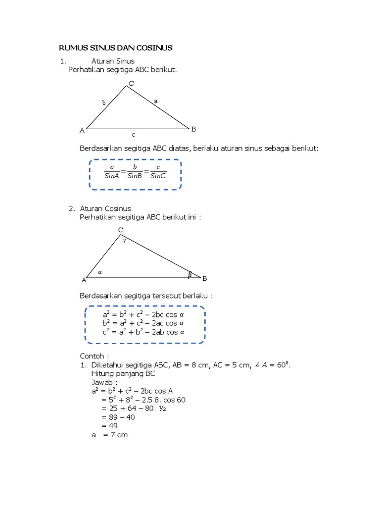 Rumus Sinus Dan Cosinus | PDF