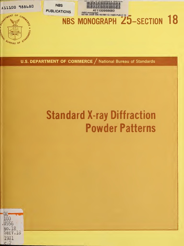 Standard X Ray Diffraction Powder Patterns Nbs Pdf X Ray