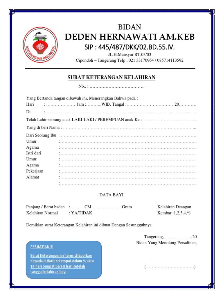 Surat Keterangan Kelahira1 Hapid | PDF