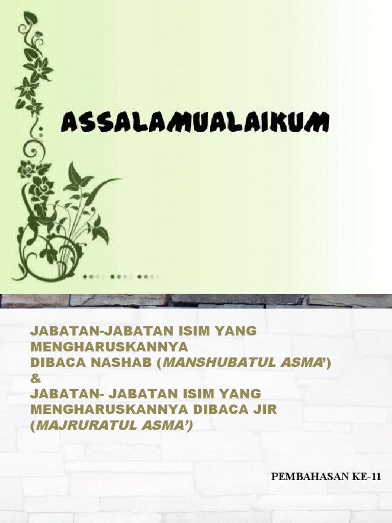 Pembahasan Ke-11 Jabatan Isim Yang Di Baca Nasab & Jar | PDF