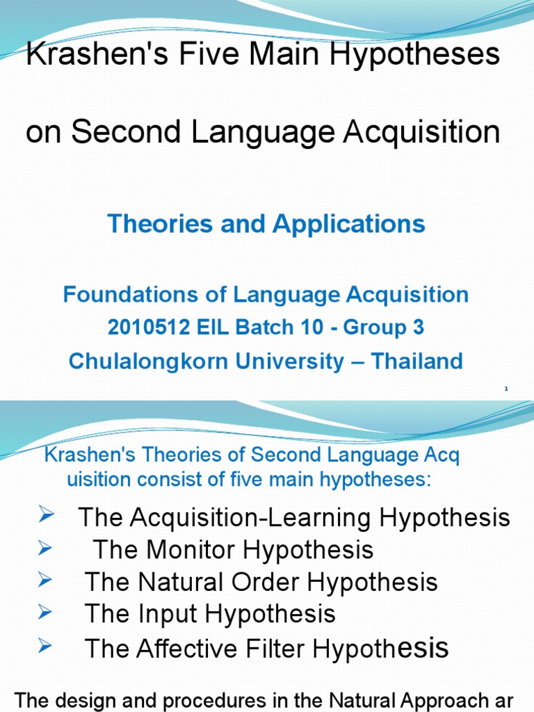 Krashens Five Hypotheses | PDF | Second Language | Psycholinguistics