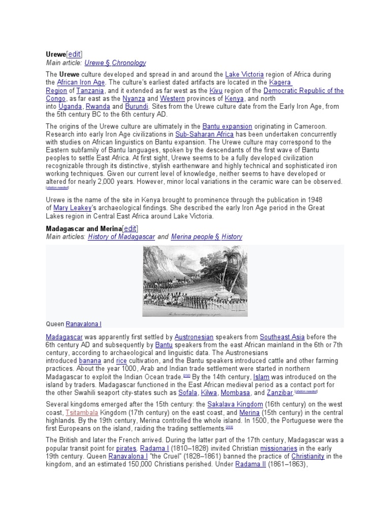 Urewe Chronology: Main Article | PDF | Afro Eurasia | Africa