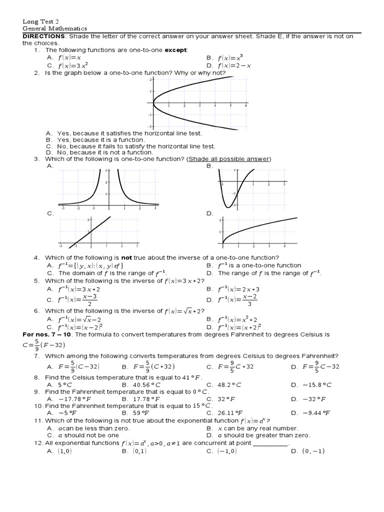 2nd Long Quiz | Download Free PDF | Fahrenheit | Function (Mathematics)