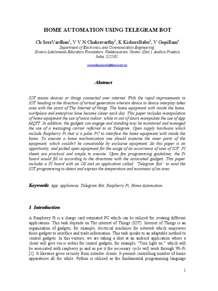 Home Automation Using Telegram BOT (Id 36) | PDF | Internet Of Things ...