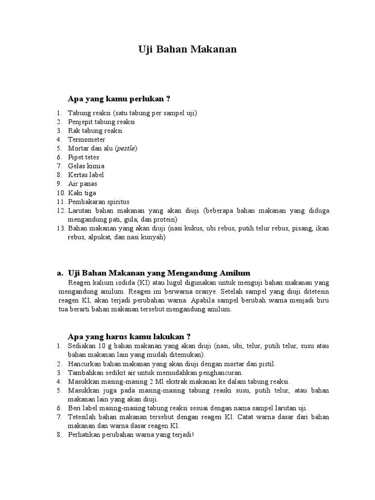 Uji Bahan Makanan | PDF