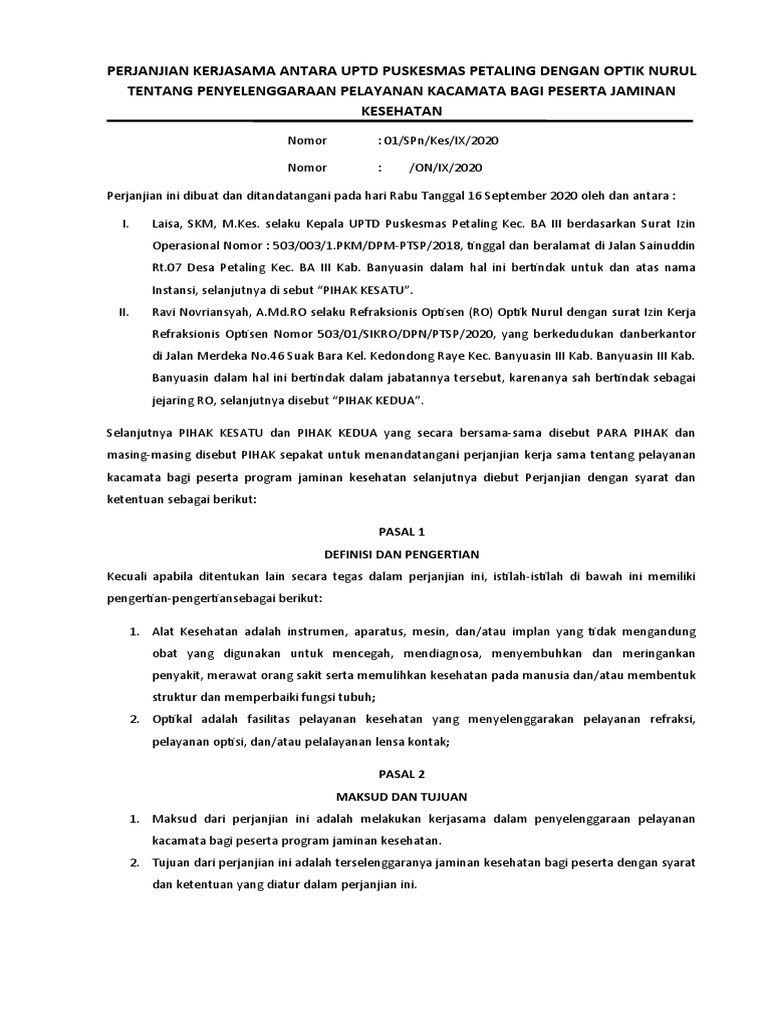 MOU Dengan Optik Nurul | PDF