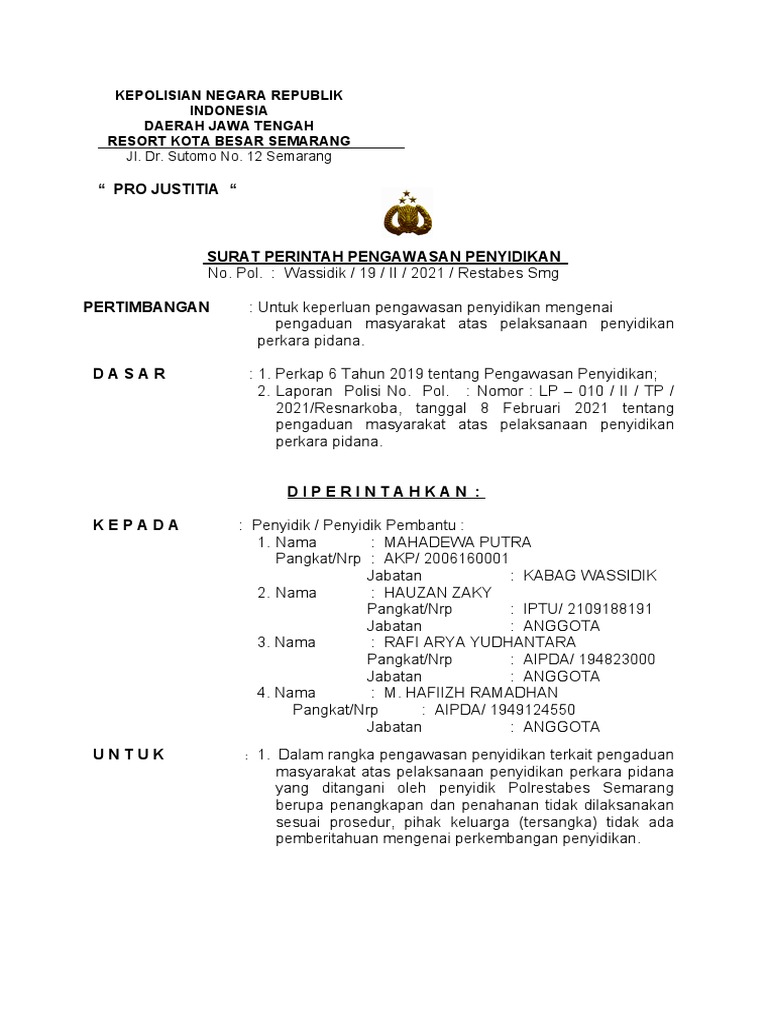 Pengawasan Penyidikan Polrestabes Semarang | PDF