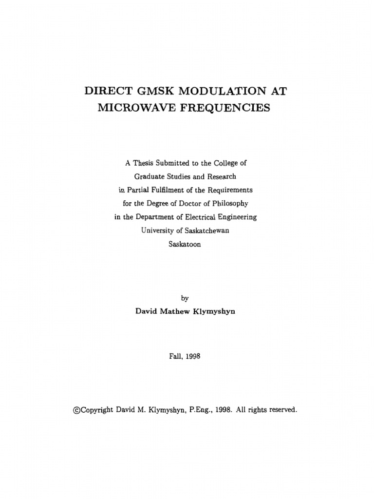 Direct GMSK Modulation at Microwave Frequencies: Studies and Research | PDF | Modulation | Data ...