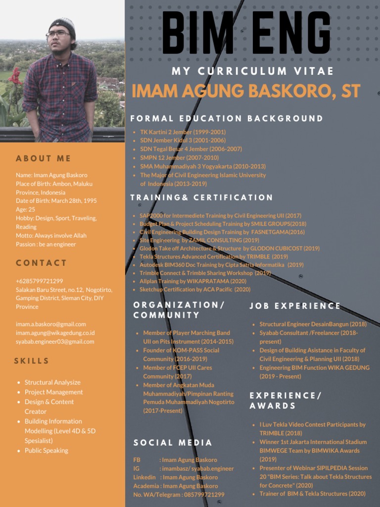 BIM Engineer Imam Agung Baskoro CV | PDF | Engineering | Science