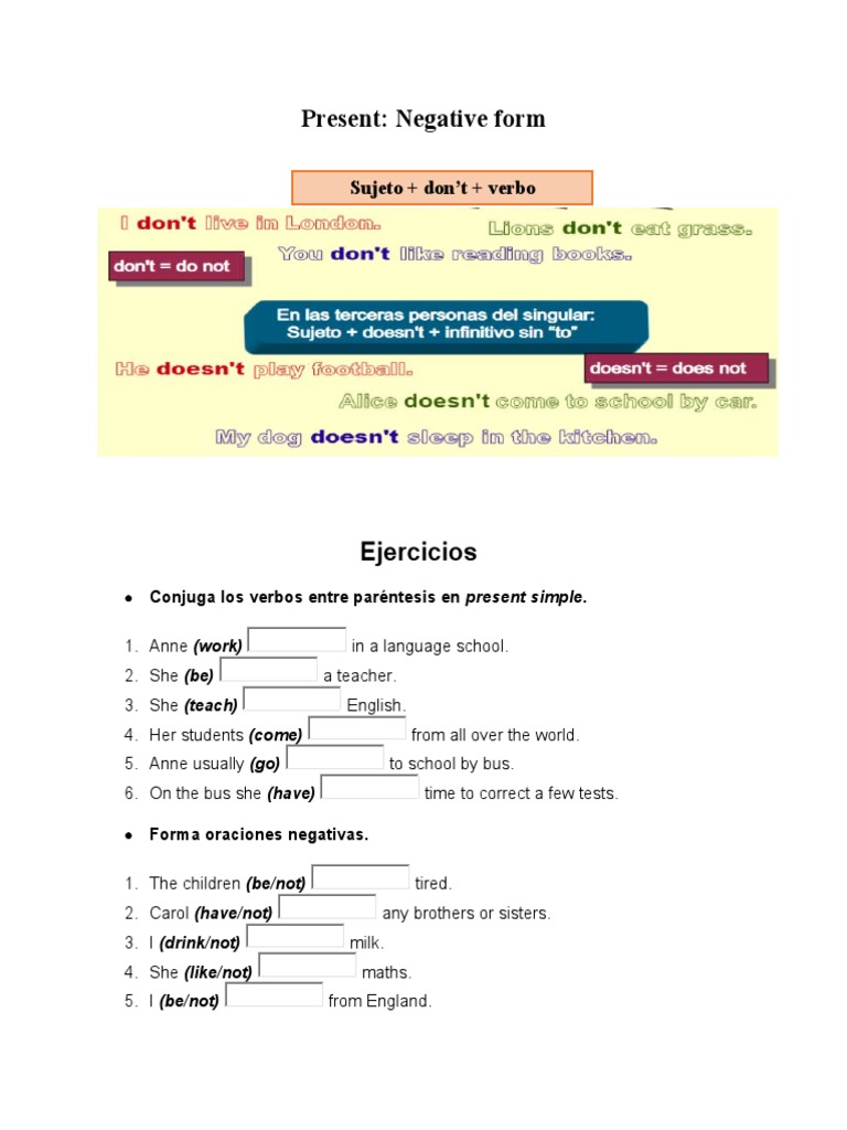 Present Simple Negative | PDF