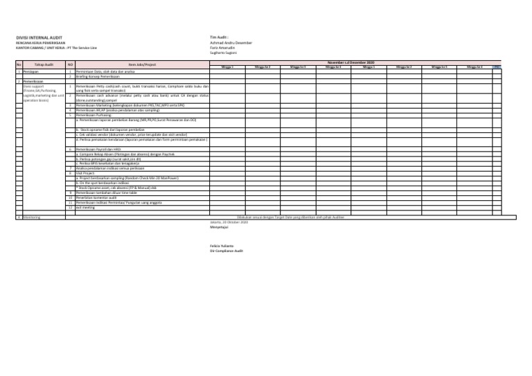 Jadwal Audit Internal PT The Service Line | PDF | Pengelolaan Keuangan ...