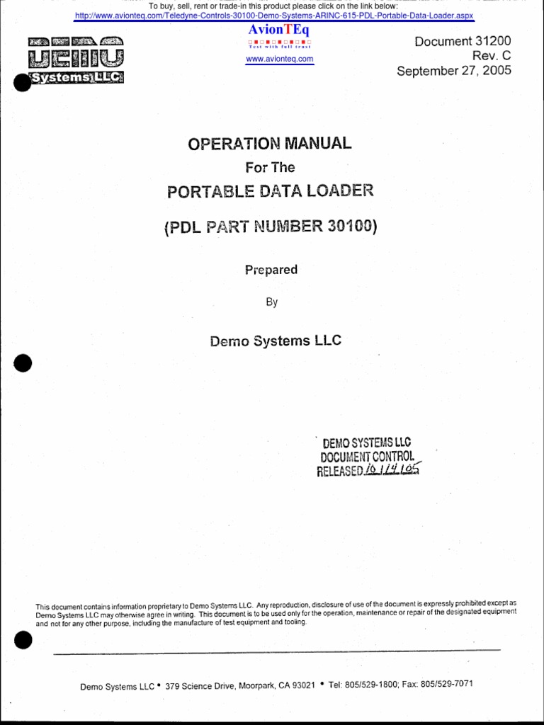 Demo Systems PDL 30100 Manual Rev C | PDF