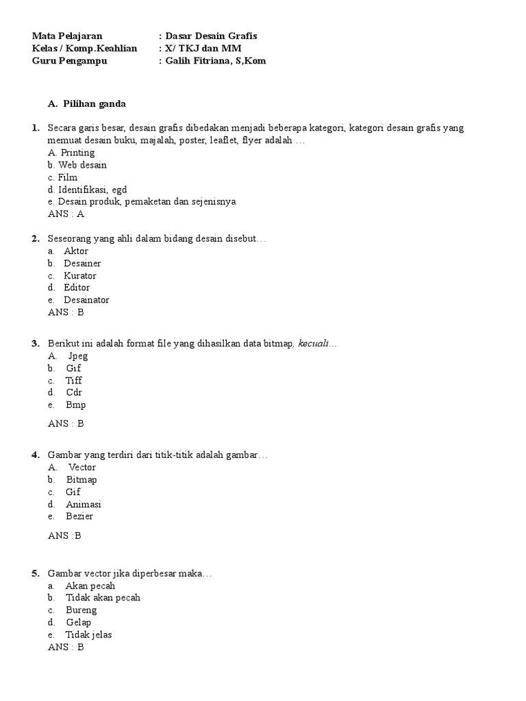 Soal Pas DDG X DG | PDF | Seni