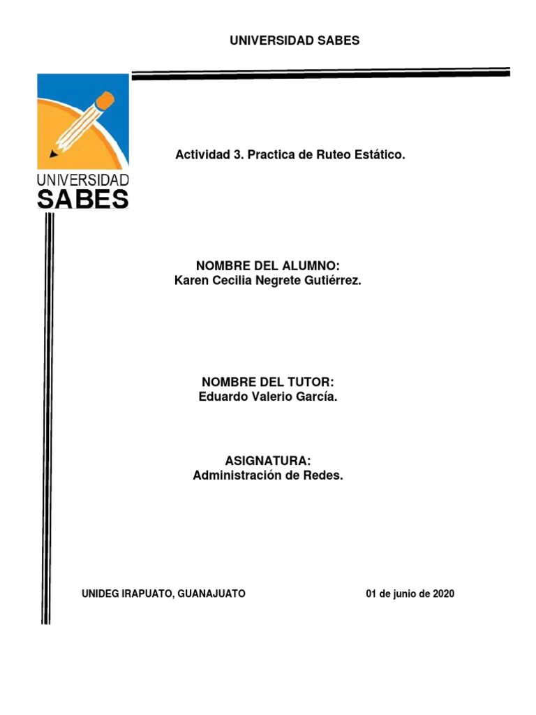 Actividad 3 KCNG | PDF | Enrutador (Computación) | Protocolos de capa ...