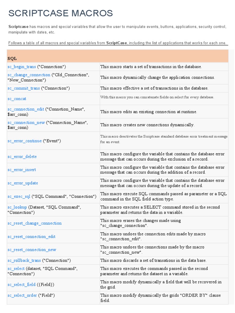 Scriptcase Macros Pdf Database Transaction Sql