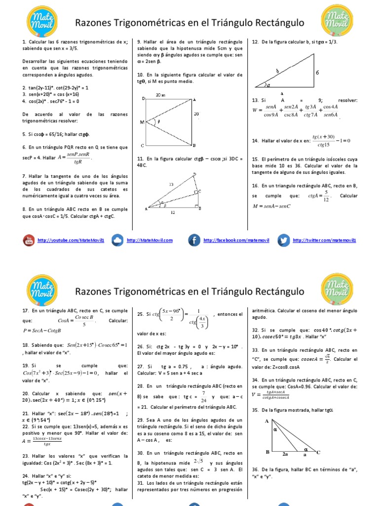 Razones trigonométricas del triángulo rectángulo | PDF | Triángulo | Trigonometría
