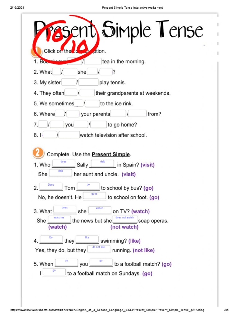 Present Simple Tense Interactive Worksheet | PDF
